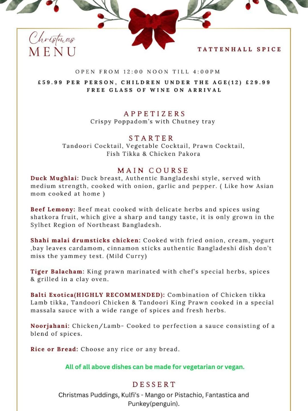 Tattenhall Business Alliance | Tattenhall Spice for Christmas Lunch
